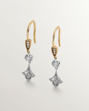 Pendientes de oro blanco y de 18K con diamantes en talla brillante de 0 ...