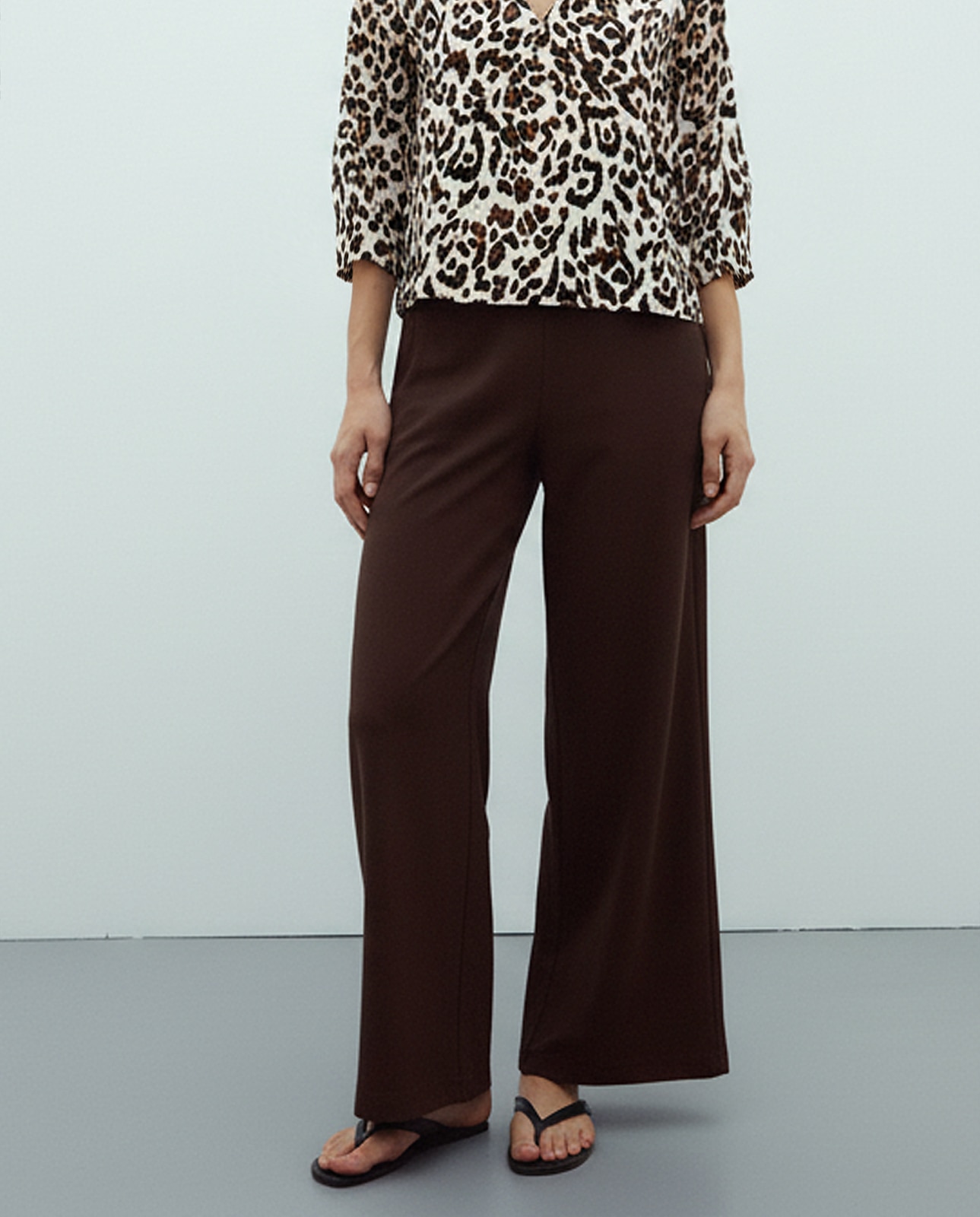 Pantalones anchos de mujer liso Marrón oscuro Andam · El Corte Inglés