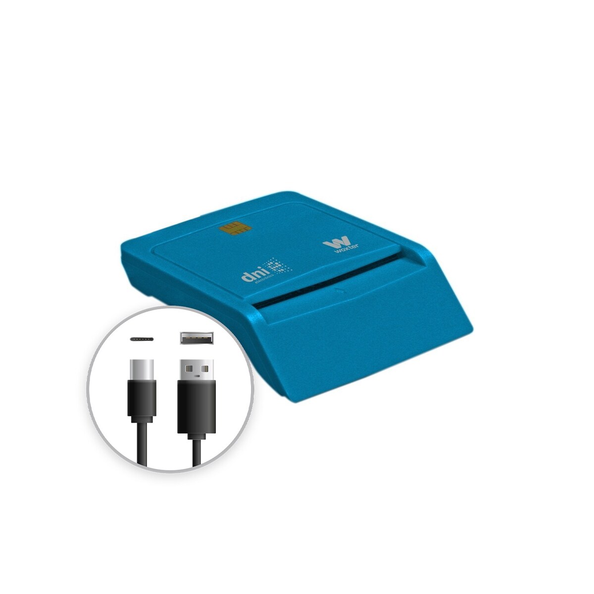 Lector DNI Electrónico Woxter, Lector DNIe USB C + Adaptador USBC a USB ...