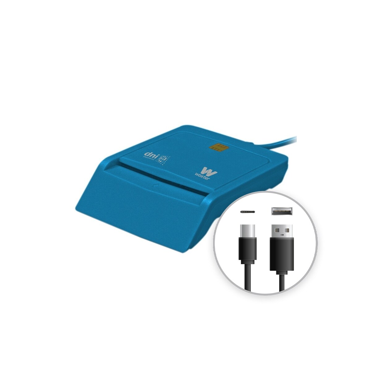 Lector DNI Electrónico Woxter, Lector DNIe USB C + Adaptador USBC a USB ...