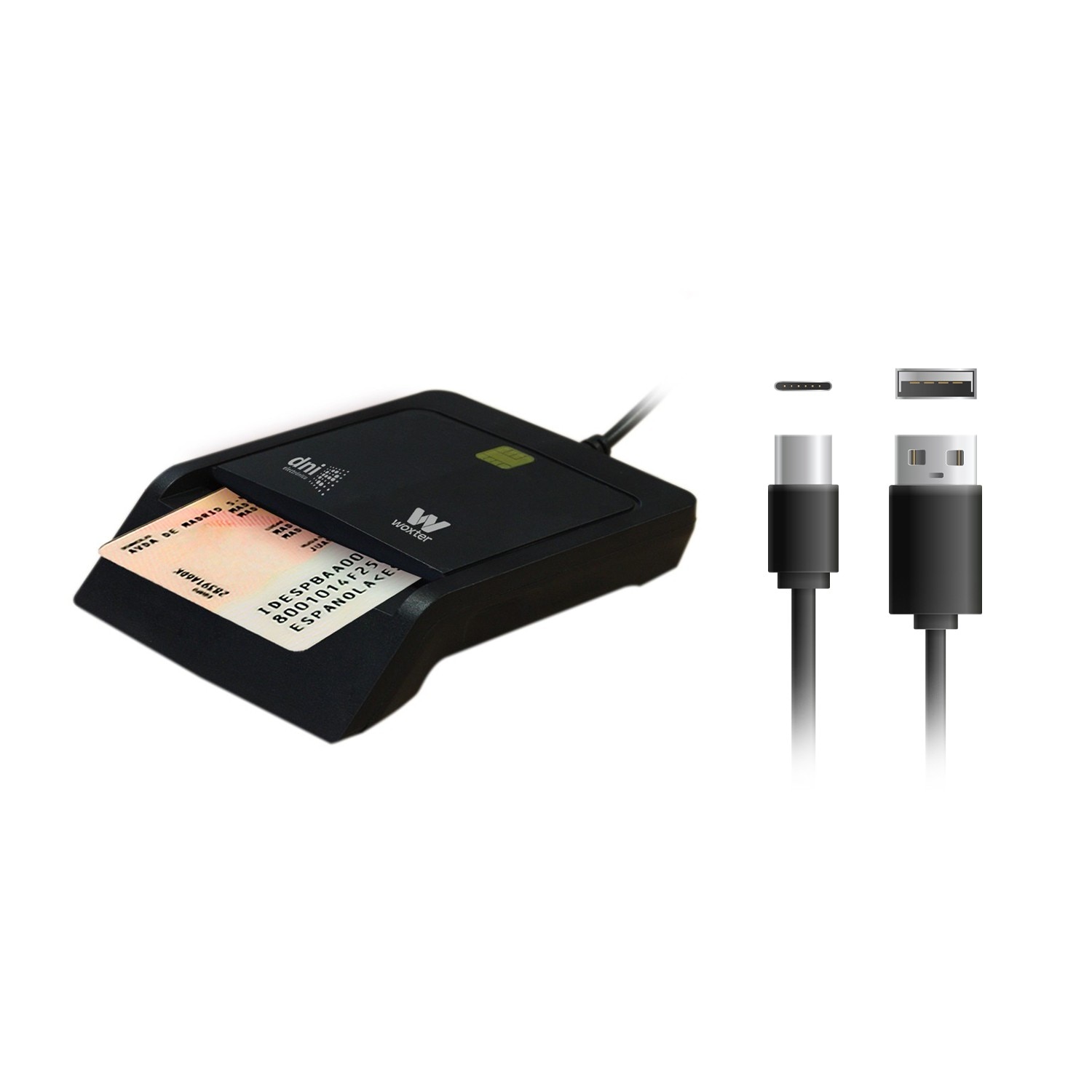 Lector DNI Electrónico Woxter, Lector DNIe USB C + Adaptador USBC a USB ...