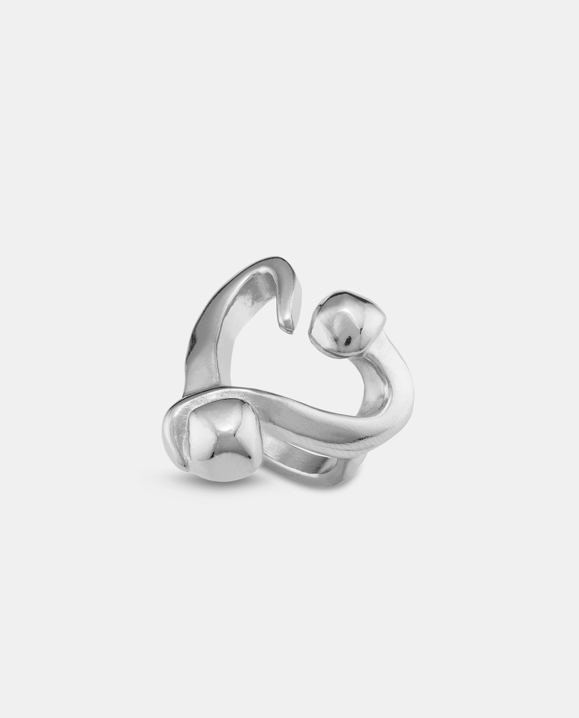 Anillo bañado en plata de ley abierto diseño corazón clavado Plata UNO ...