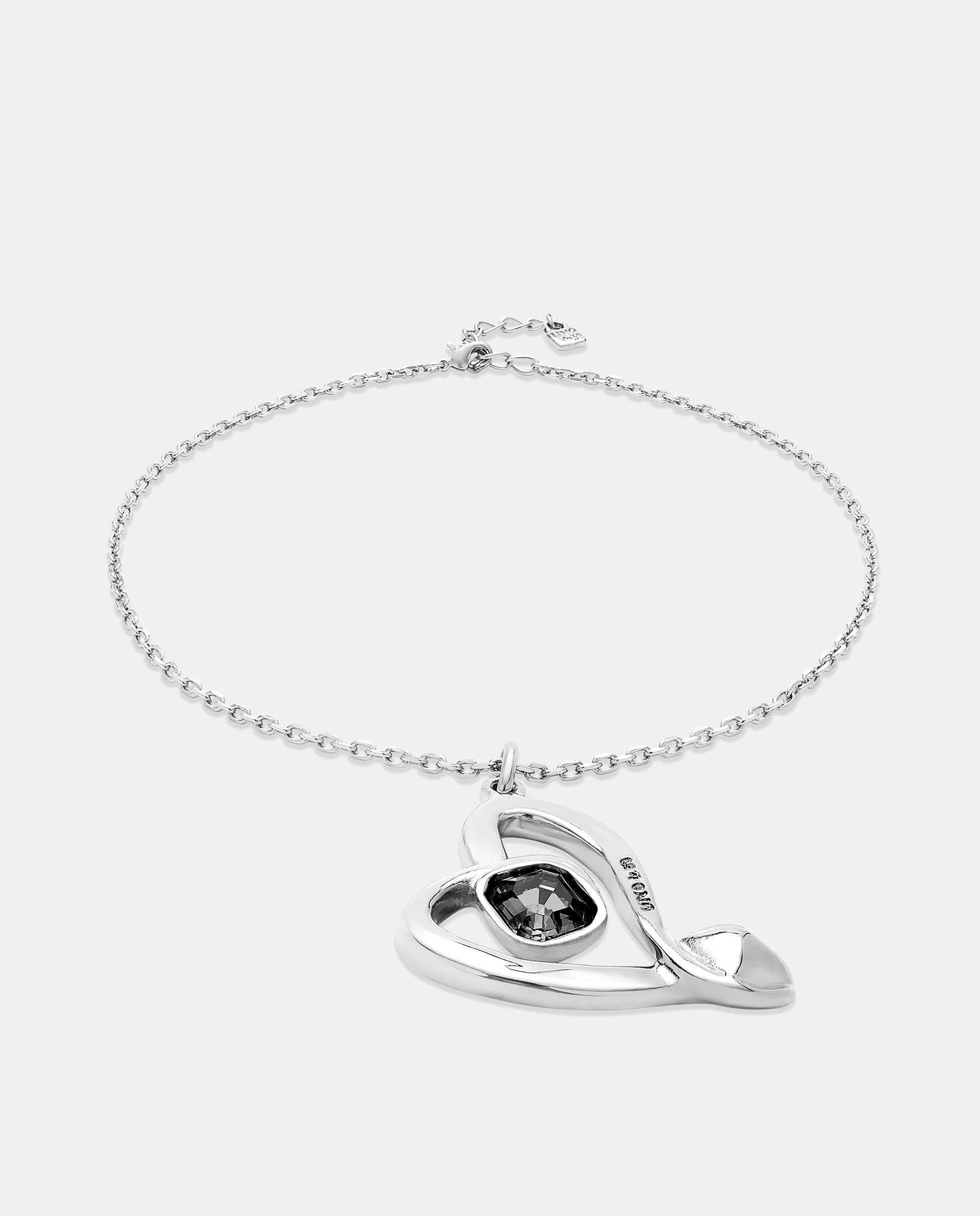 Colgante mediano bañado en plata de ley y corazón con cristal facetado ...
