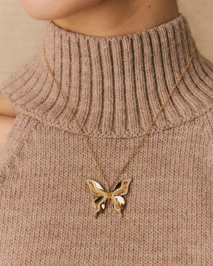 Colgante con mariposa en pedrería Blanco Apodemia · El Corte Inglés