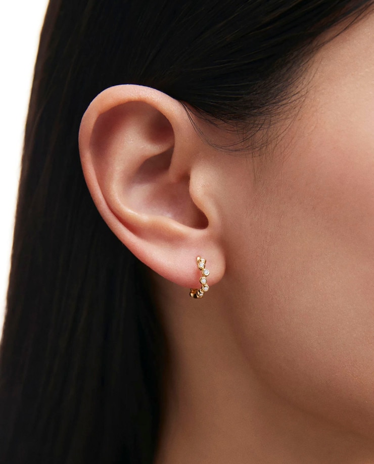 Pendiente piercing de aro origine croisée de diamantes en oro amarillo ...