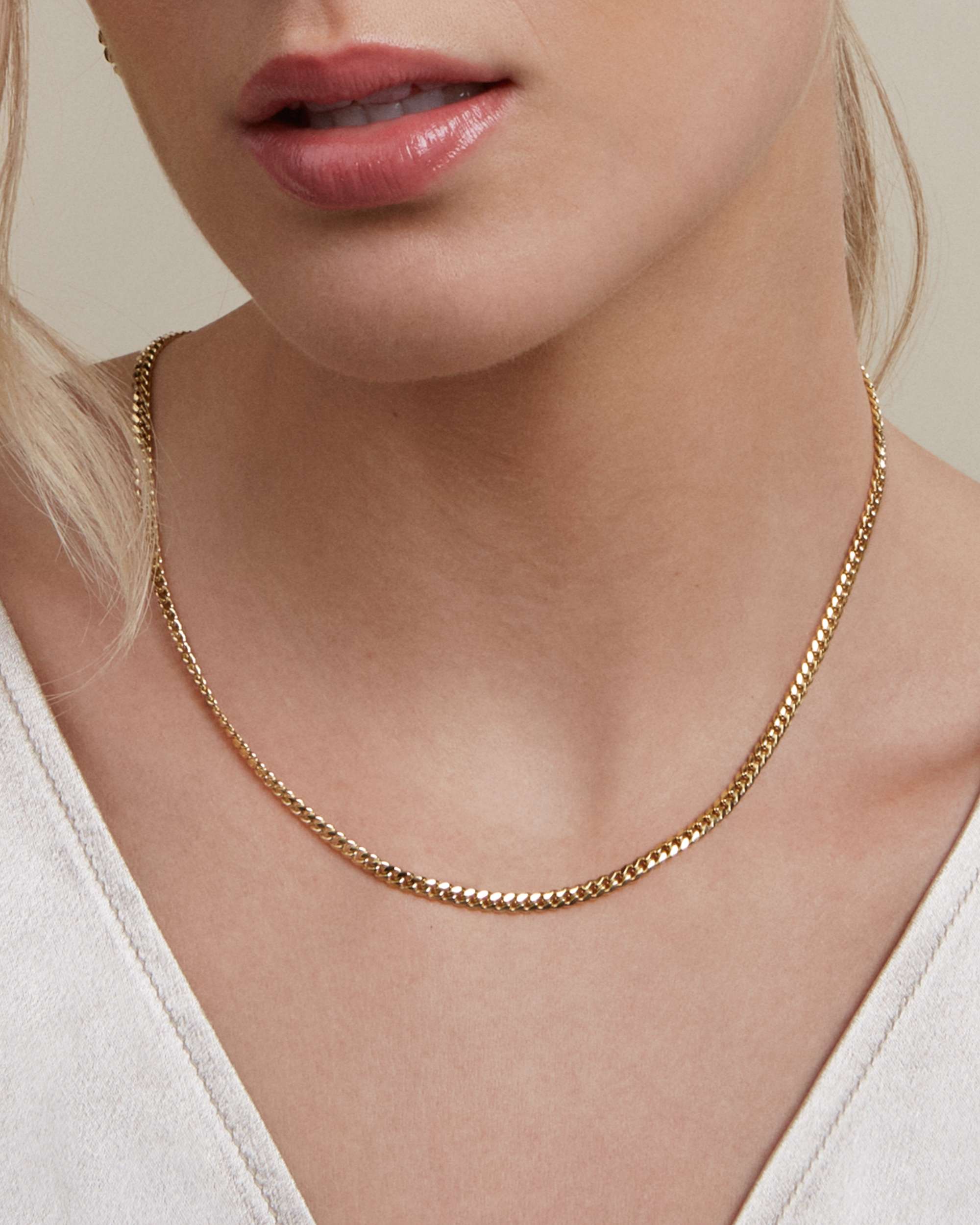 Cadena cubana de plata dorada de 3mm de 45cm Dorado Eguzkilore · El ...
