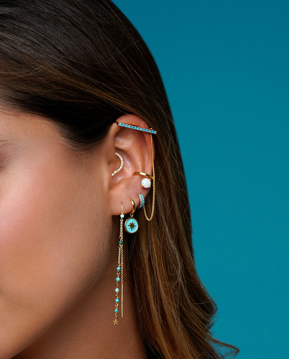 Piercing de aro Élodie de plata bañado en oro 18k con medallita estilo ...