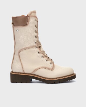 Botines de mujer de piel con suela extraligera en color crema ...