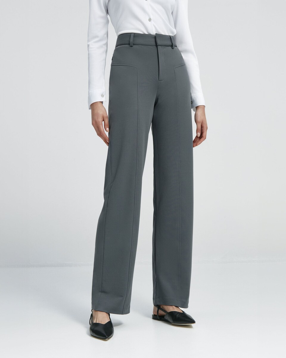 Pantalón recto de mujer de tiro medio en tejido fluido · Sepiia · El ...