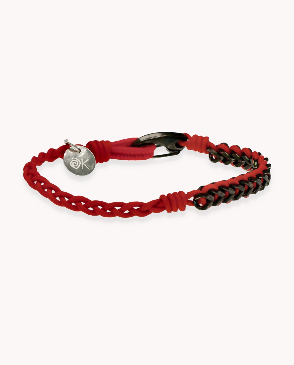 Pulsera de hombre de acero inoxidable y cuero rojo Rojo OKsilver · El ...