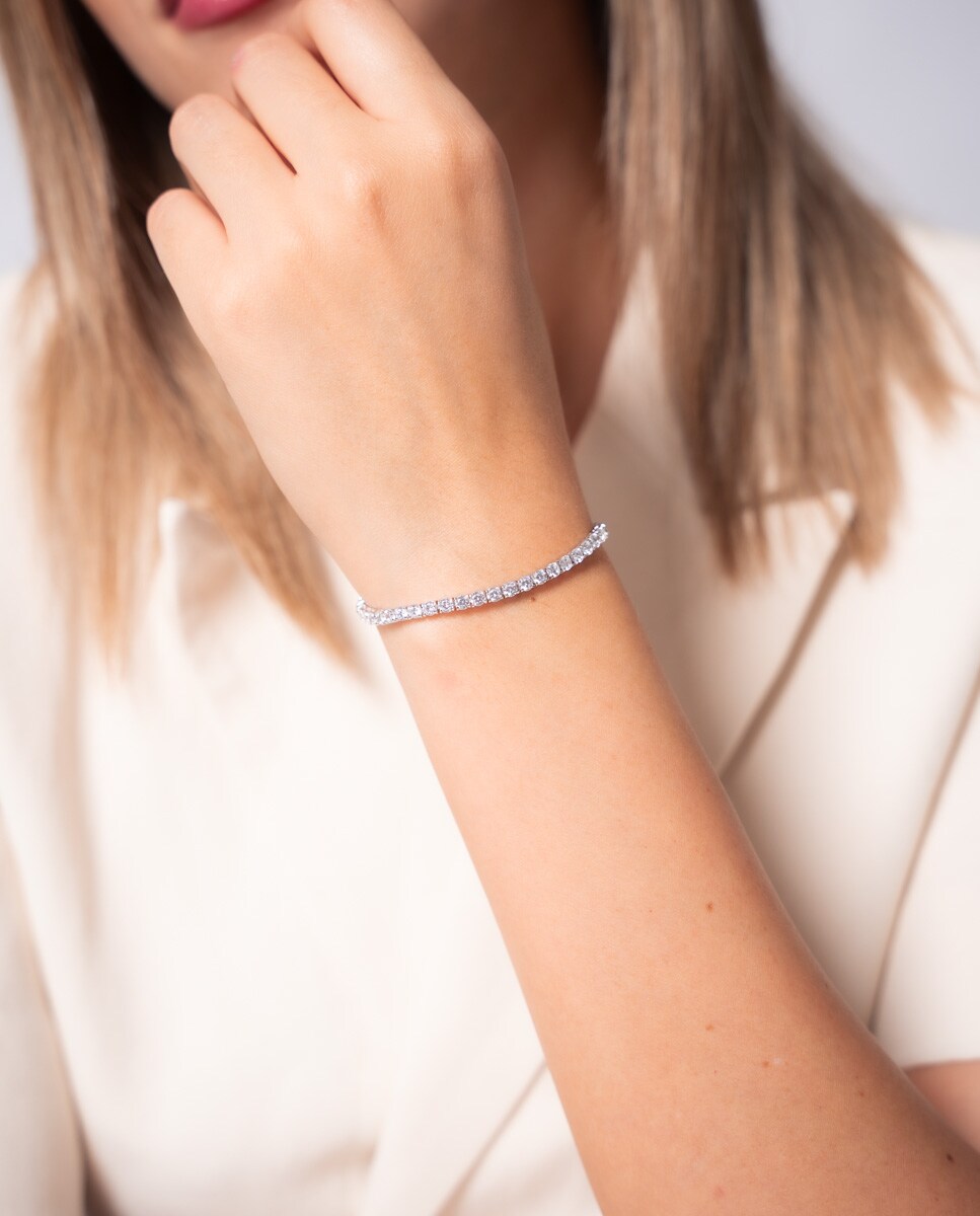 Pulsera Riviere Elegancia de plata bañada en rodio con circonitas · OKsilver · El Corte Inglés