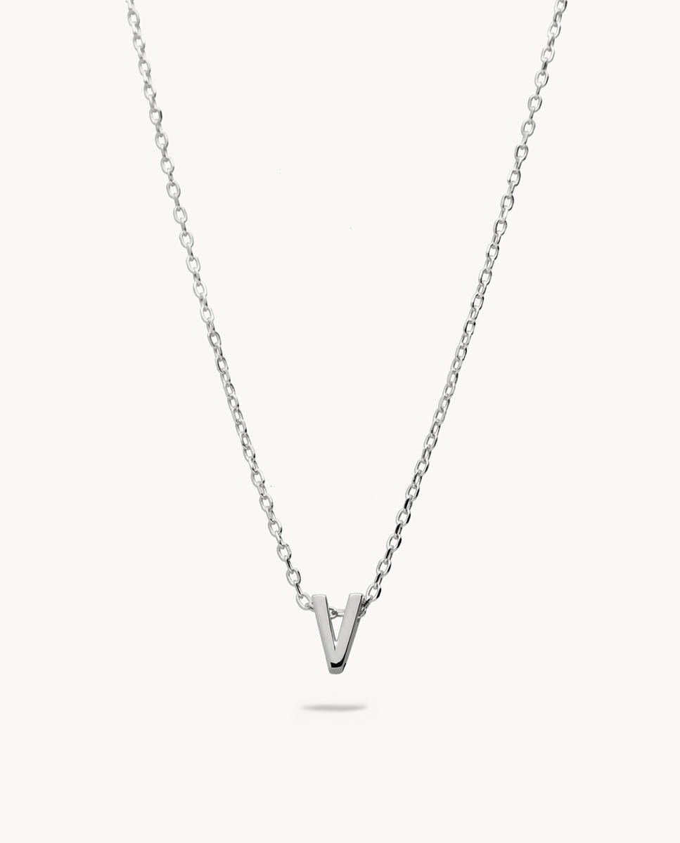 Collar Letra V de plata bañada en rodio · OKsilver · El Corte Inglés