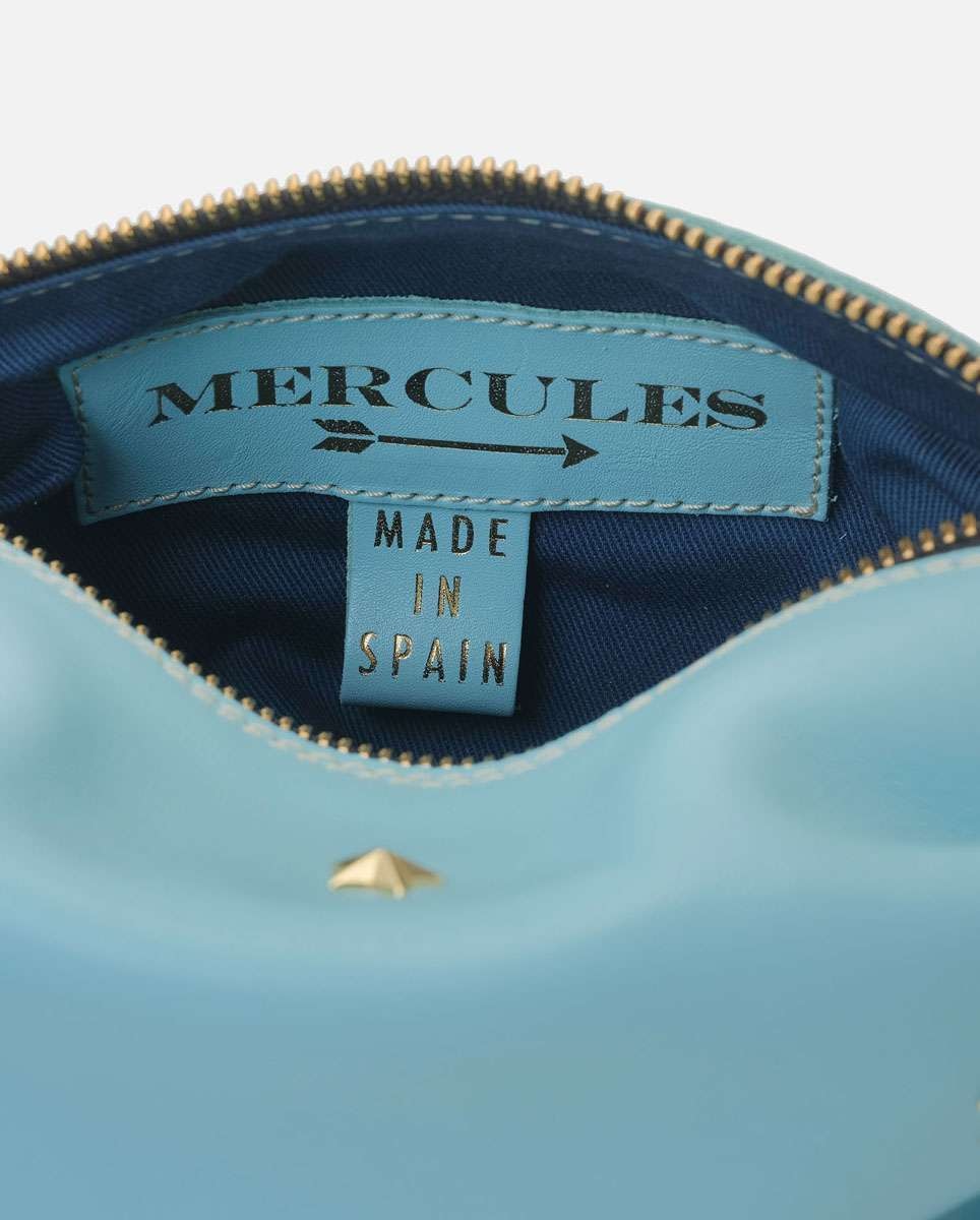Bolso pequeño de piel wasp con cierre cremallera Azul claro Mercules ...