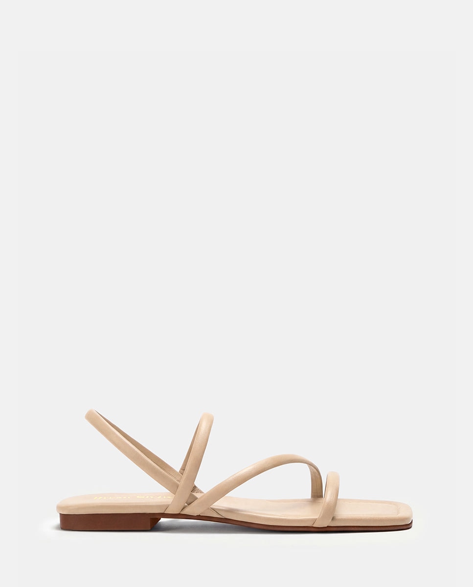 Sandalias planas de mujer de piel con tiras Beige Bryan Stepwise · El ...