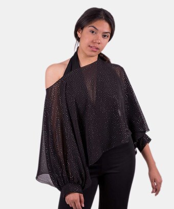 Chal de fiesta en negro con brillo de colores · MR Complements · El ...