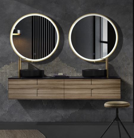 Espejo de baño redondo Paris Ledimex Oro 70 cm · El Corte Inglés