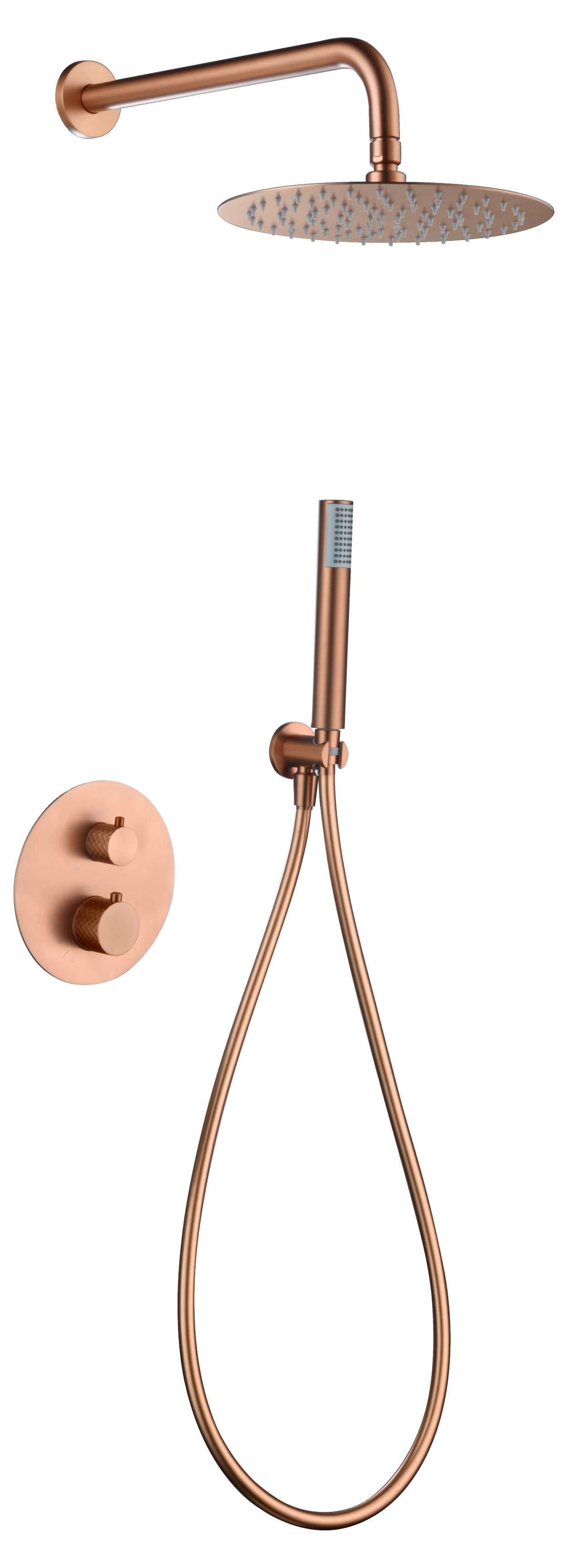 Conjunto ducha termostático empotrado Génova Imex Oro Rosa Mate · El ...