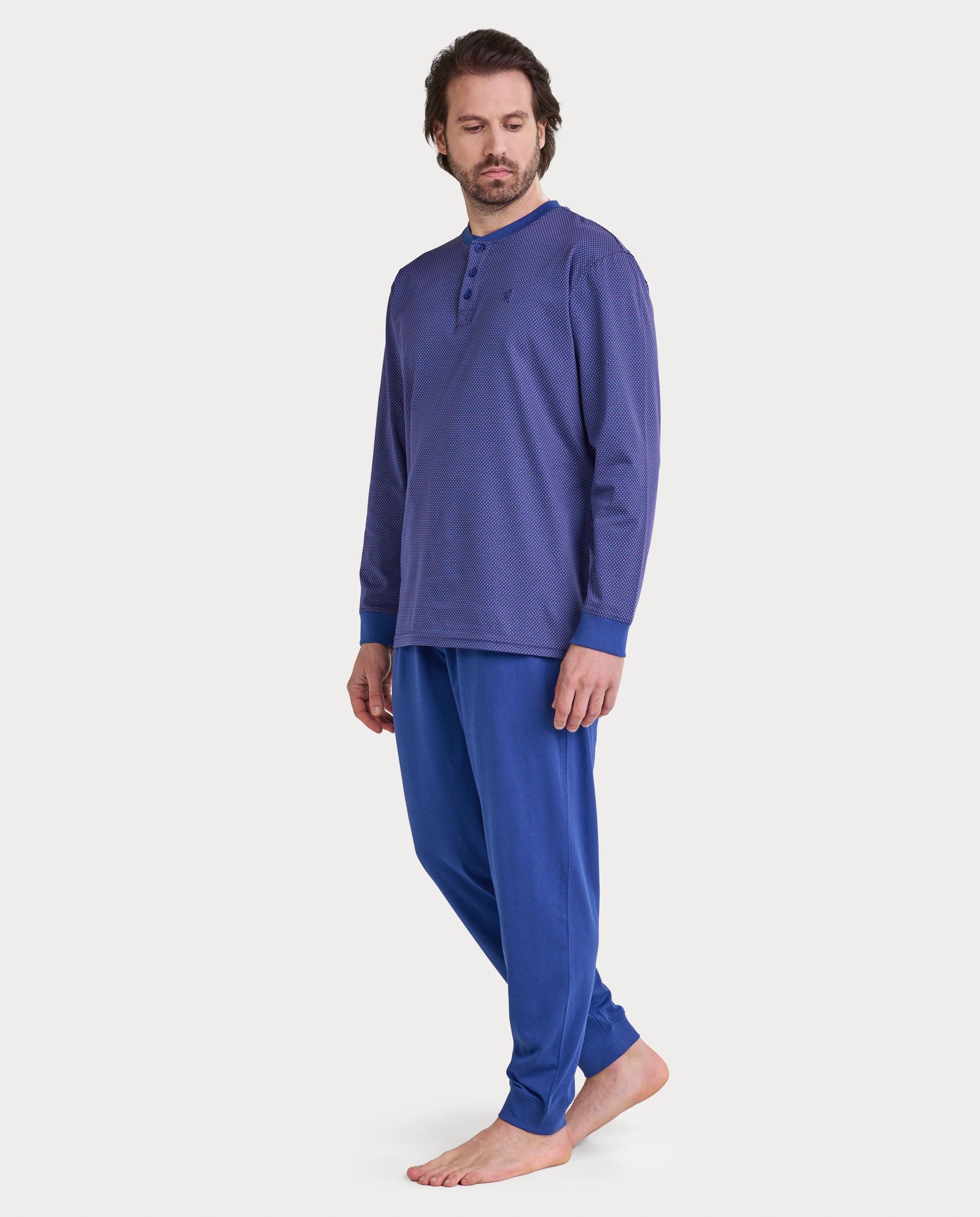 Pijama completo de hombre de punto color azul · El Búho Nocturno · El ...