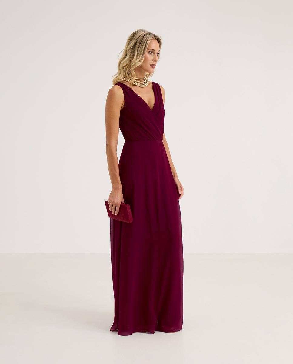 Vestido largo de gasa de tirantes Rojo Veneno en la piel · El Corte Inglés