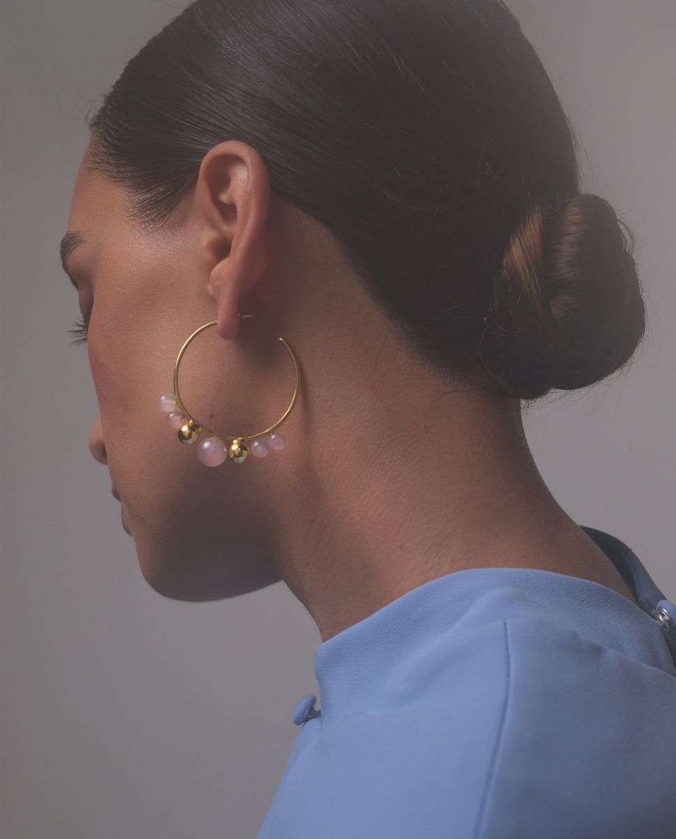 Pendientes de aro Nebula con cuarzo rosa Rosa · El Corte Inglés