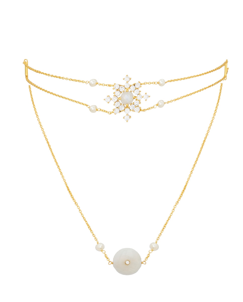 Collar brillante Nebula con piedraluna, circonitas y perlas Blanco · El ...