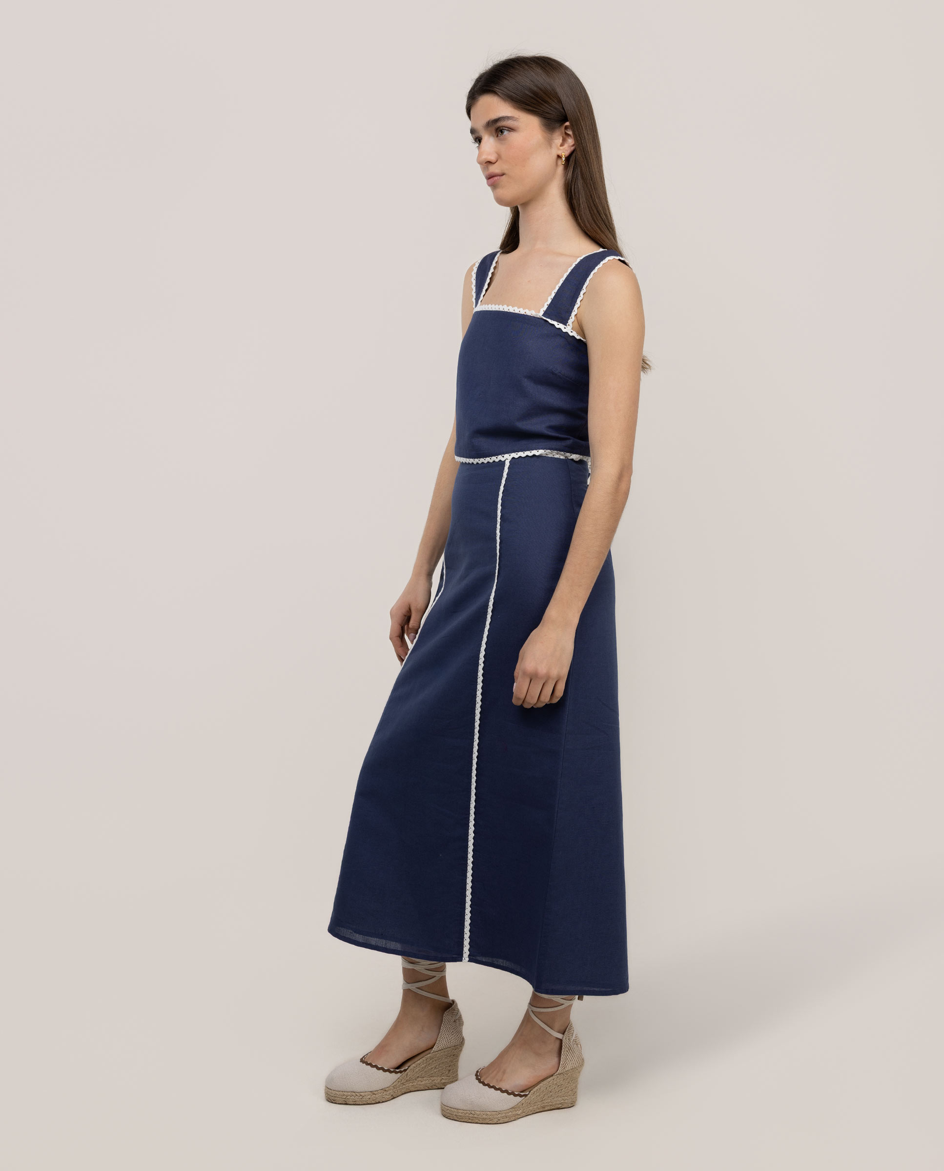 Falda midi de mujer lena Azul El Ganso · El Corte Inglés