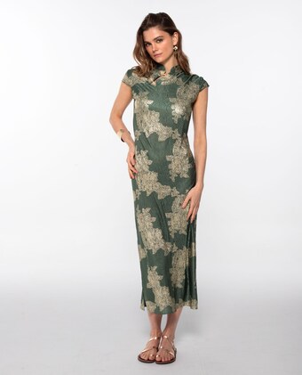 Vestido largo con escote de alamares · The-Are · El Corte Inglés