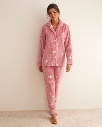 Pijama de mujer camisero polar con estampado de estrellas · Selmark ...
