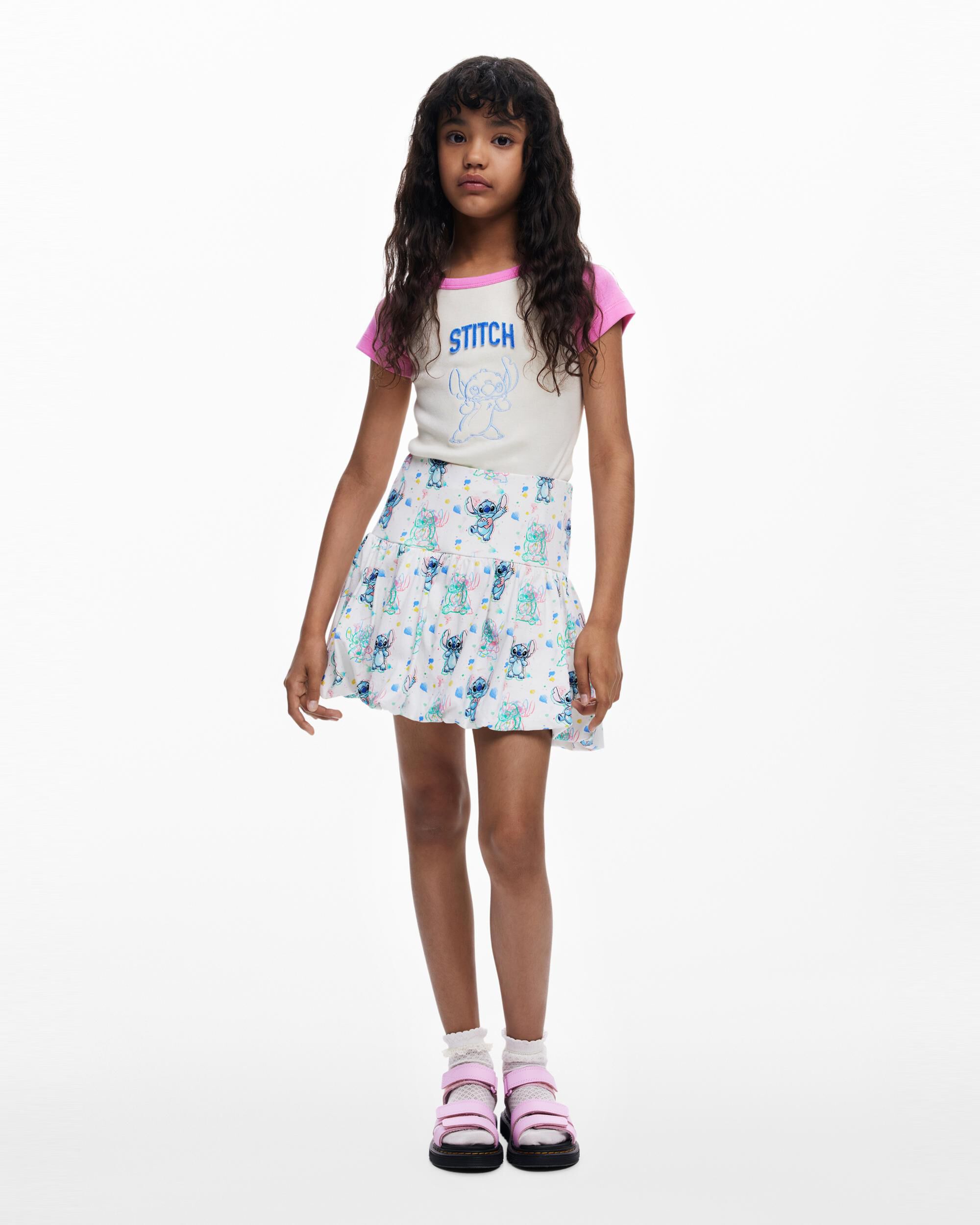 Falda de niña corta Stich™ Blanco Desigual · El Corte Inglés