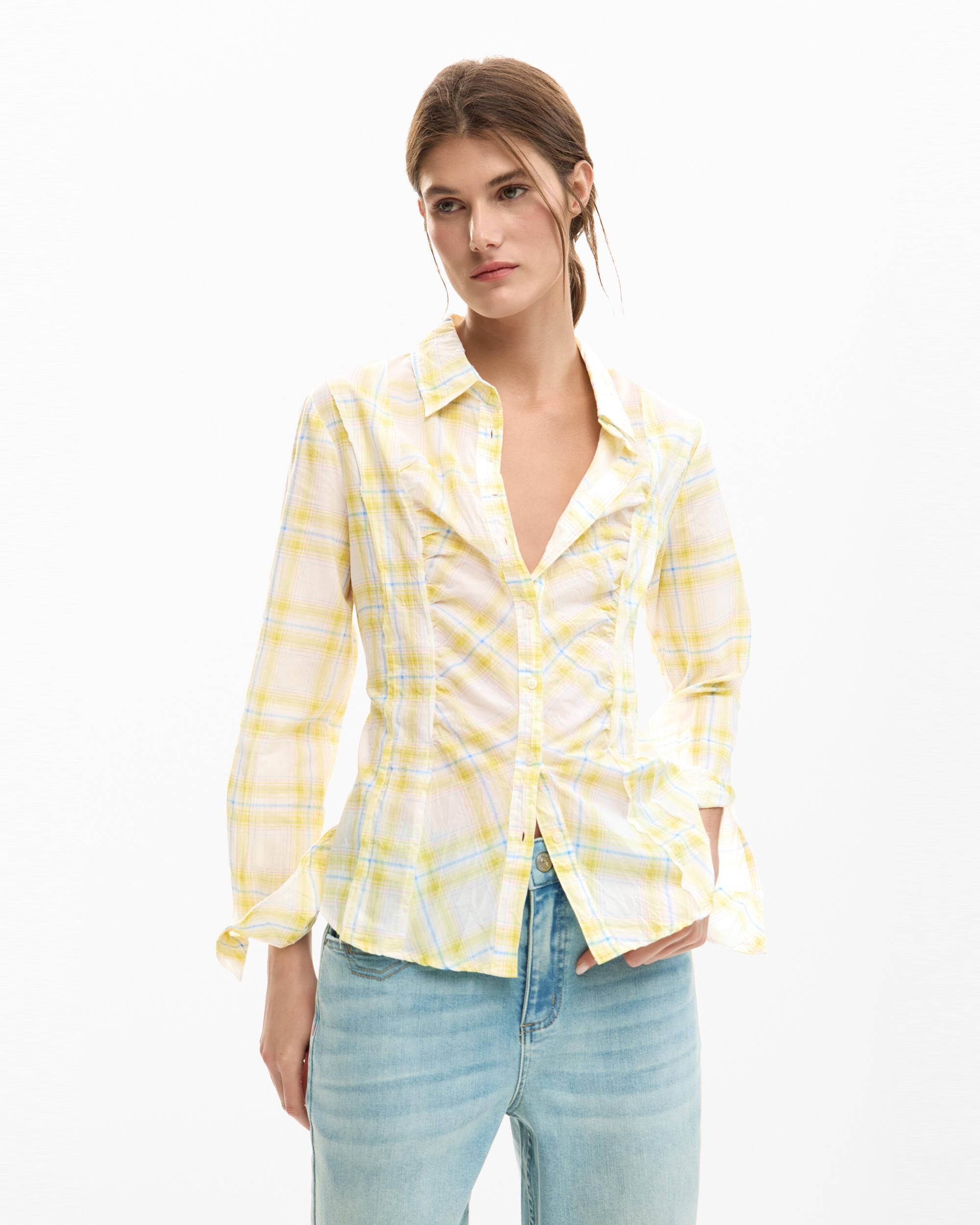 Camisa de mujer cuadros Amarillo Desigual · El Corte Inglés