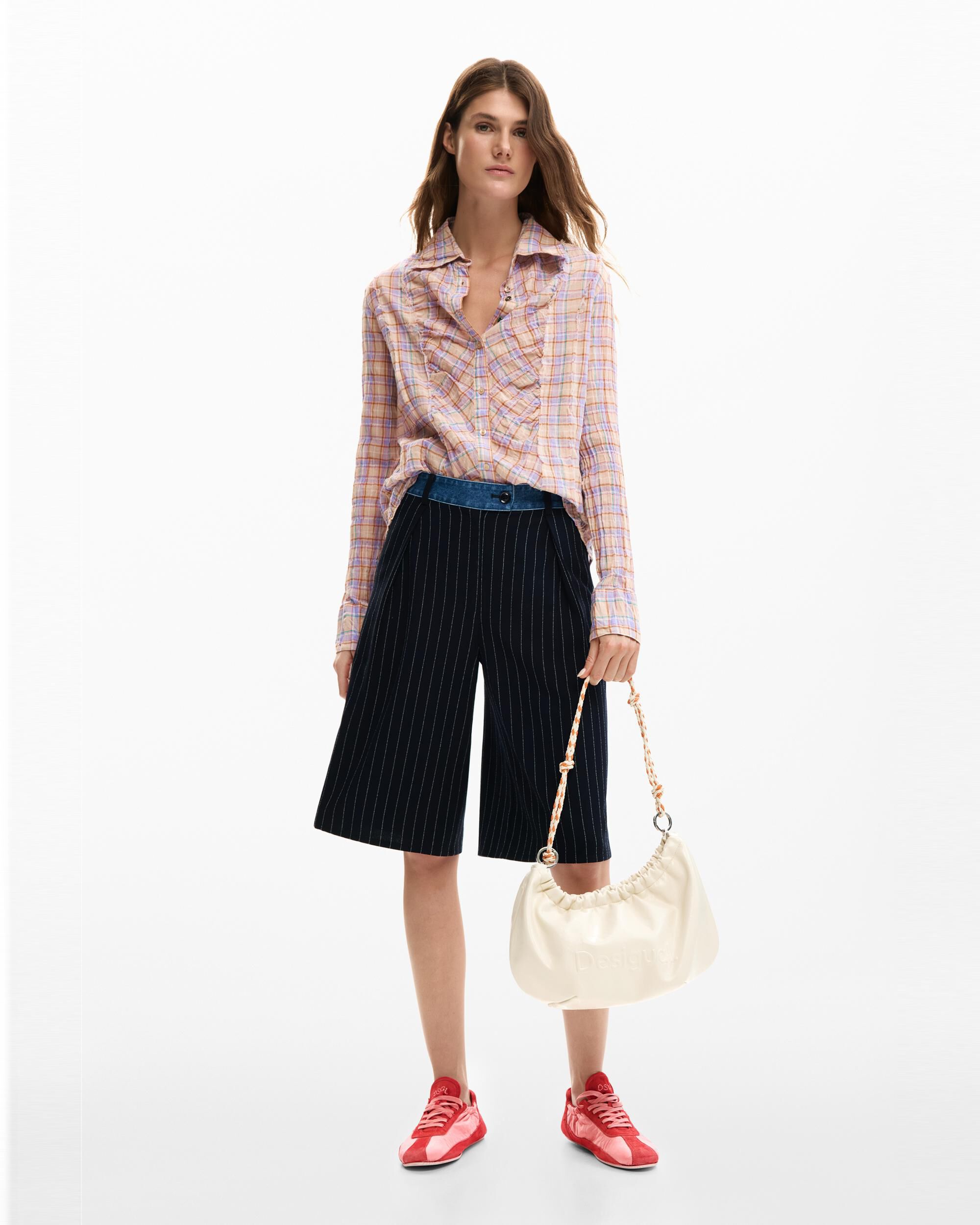 Camisa de mujer cuadros fruncido Rosa Desigual · El Corte Inglés