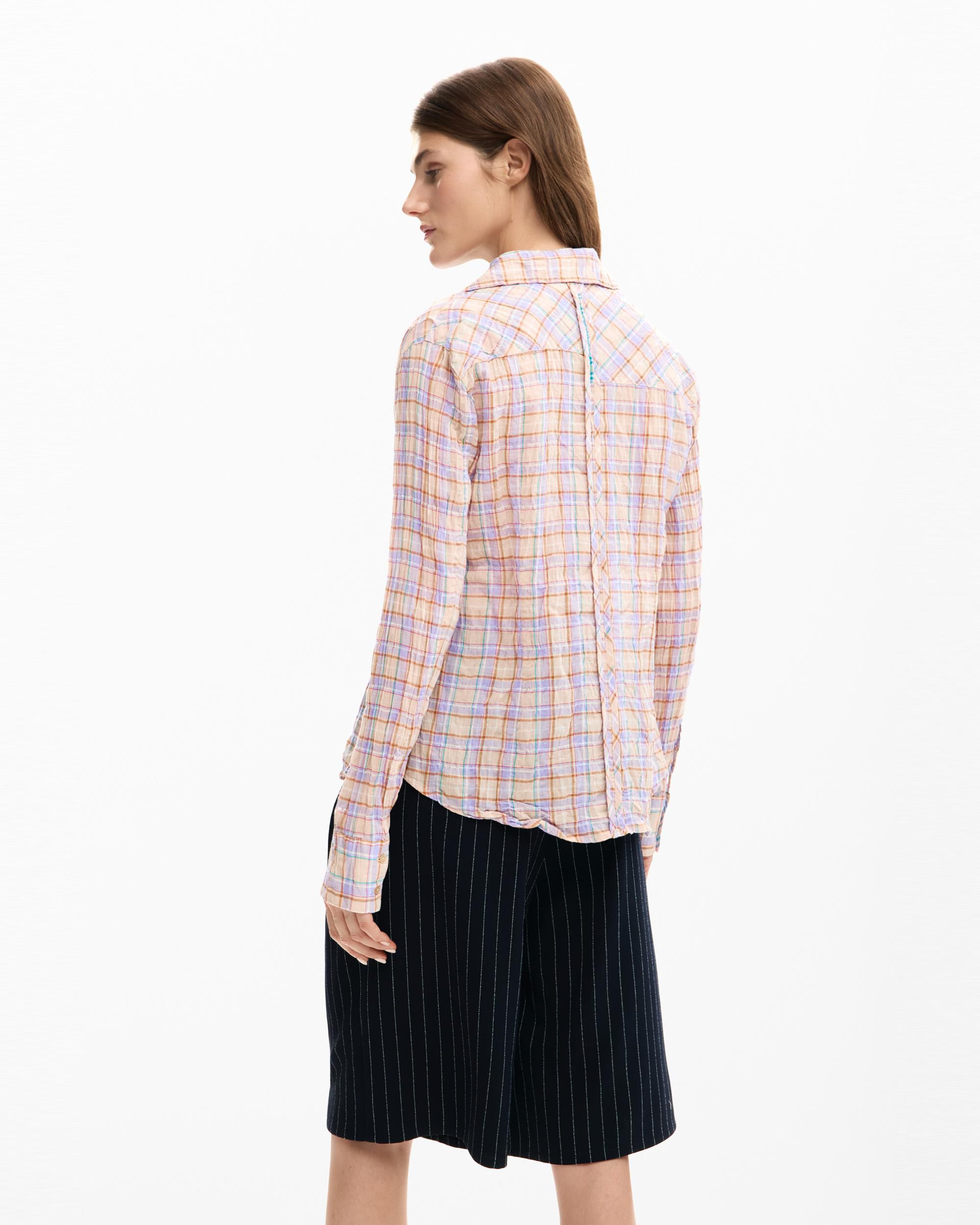 Camisa de mujer cuadros fruncido Rosa Desigual · El Corte Inglés