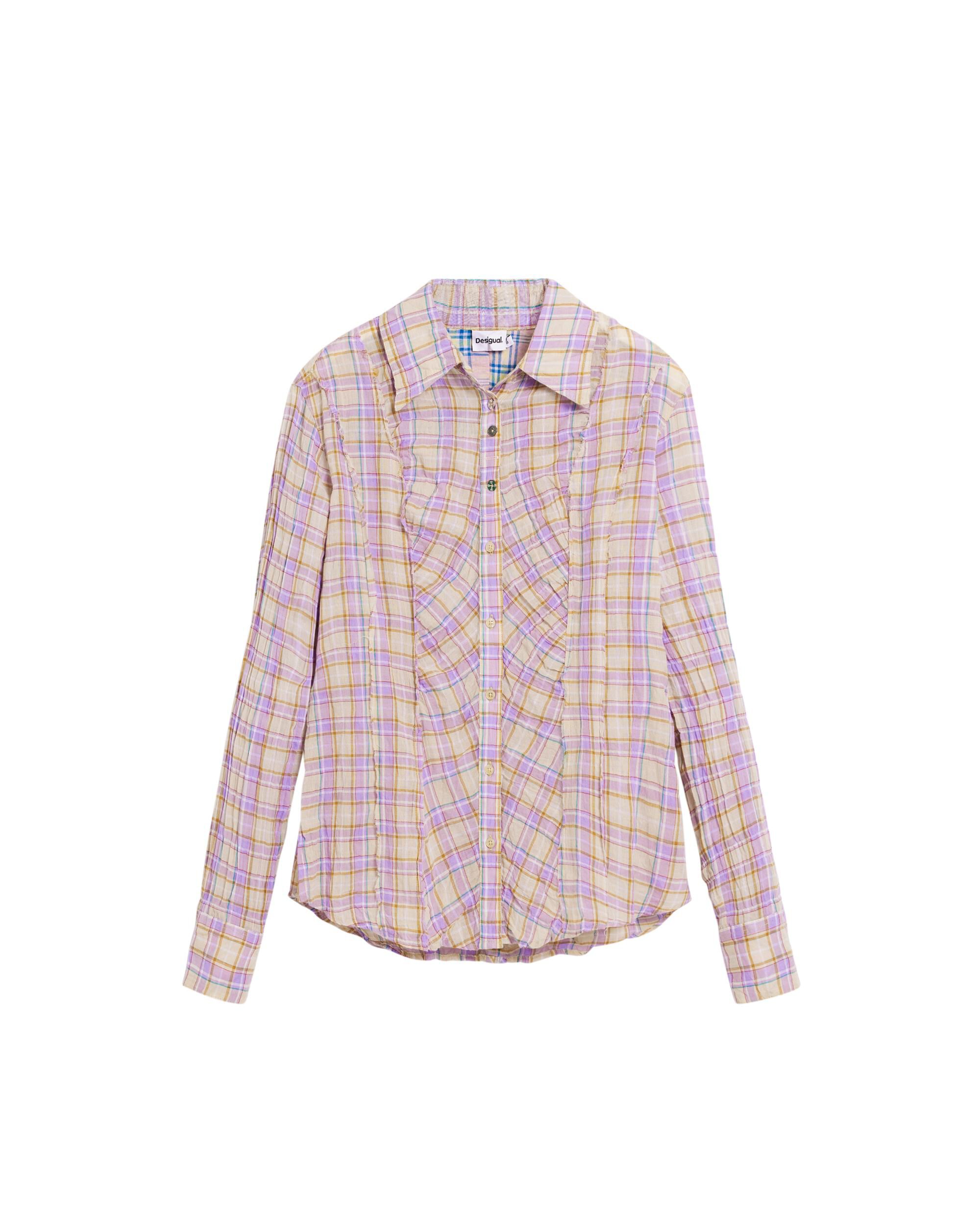 Camisa de mujer cuadros fruncido Rosa Desigual · El Corte Inglés
