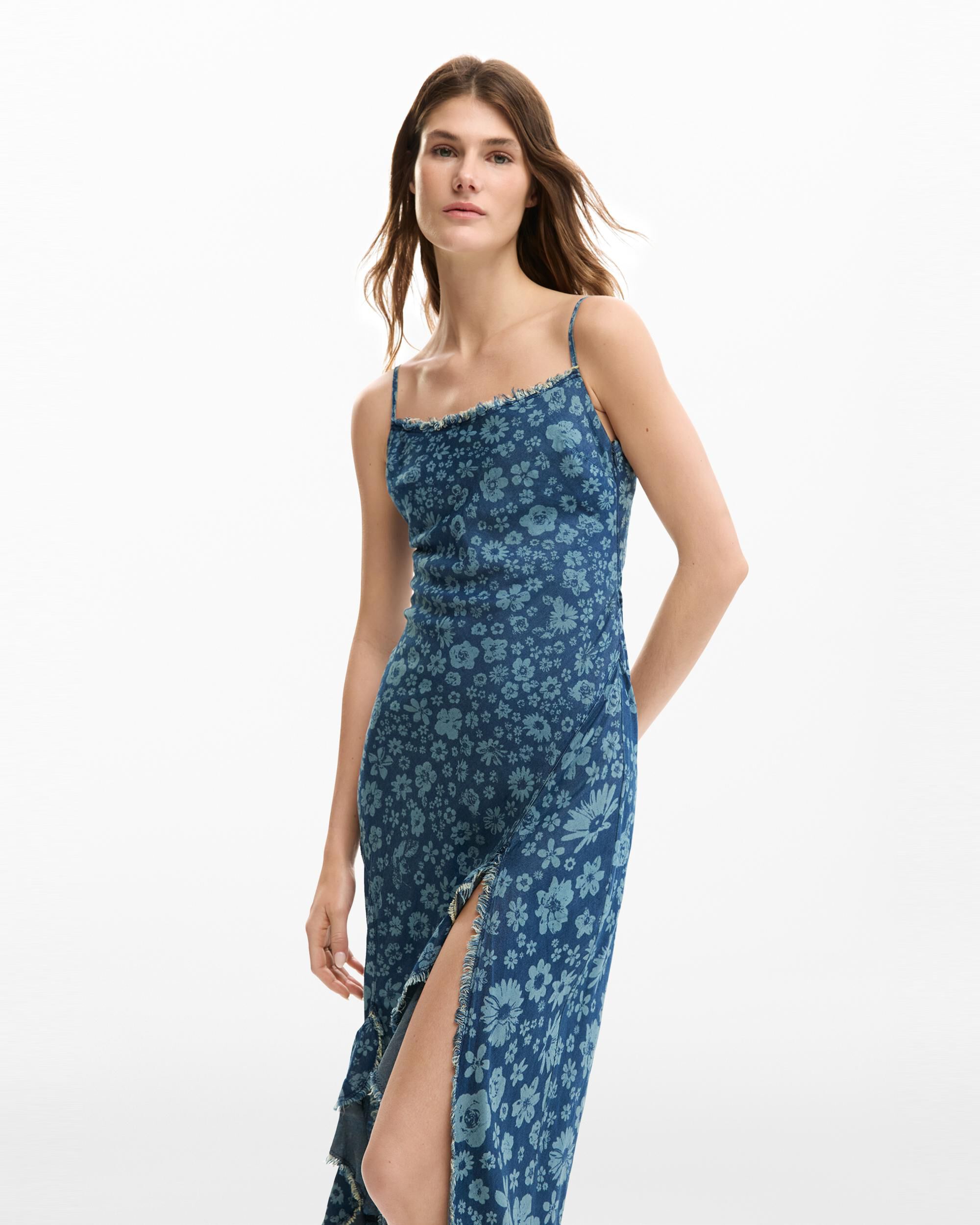 Vestido volantes denim Azul Desigual · El Corte Inglés