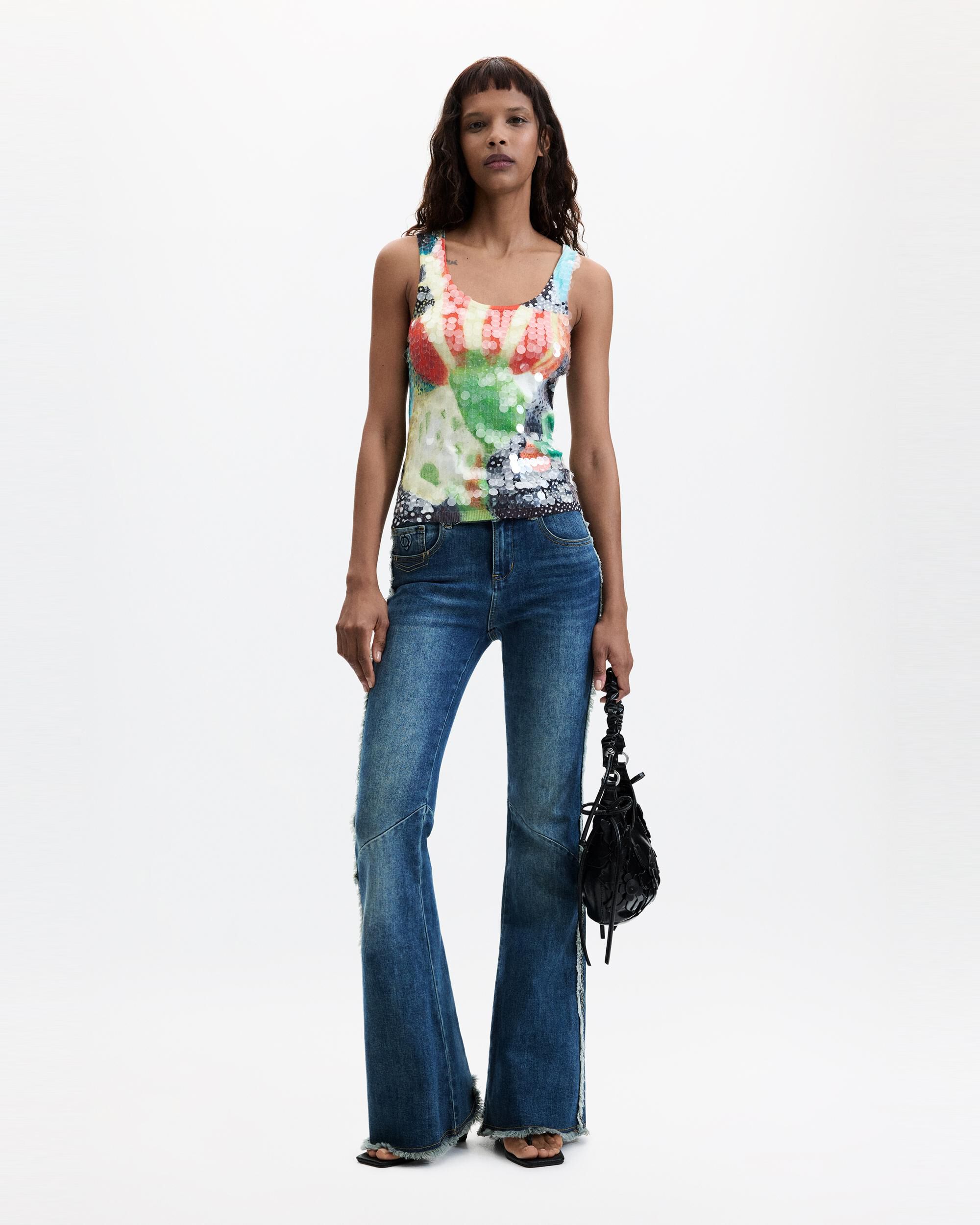 Camiseta de mujer estampada sin mangas Multicolor Desigual · El Corte ...