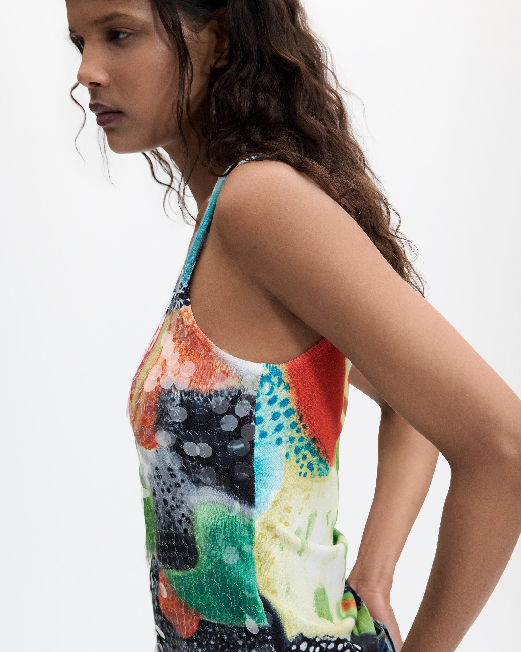 Camiseta de mujer estampada sin mangas Multicolor Desigual · El Corte ...