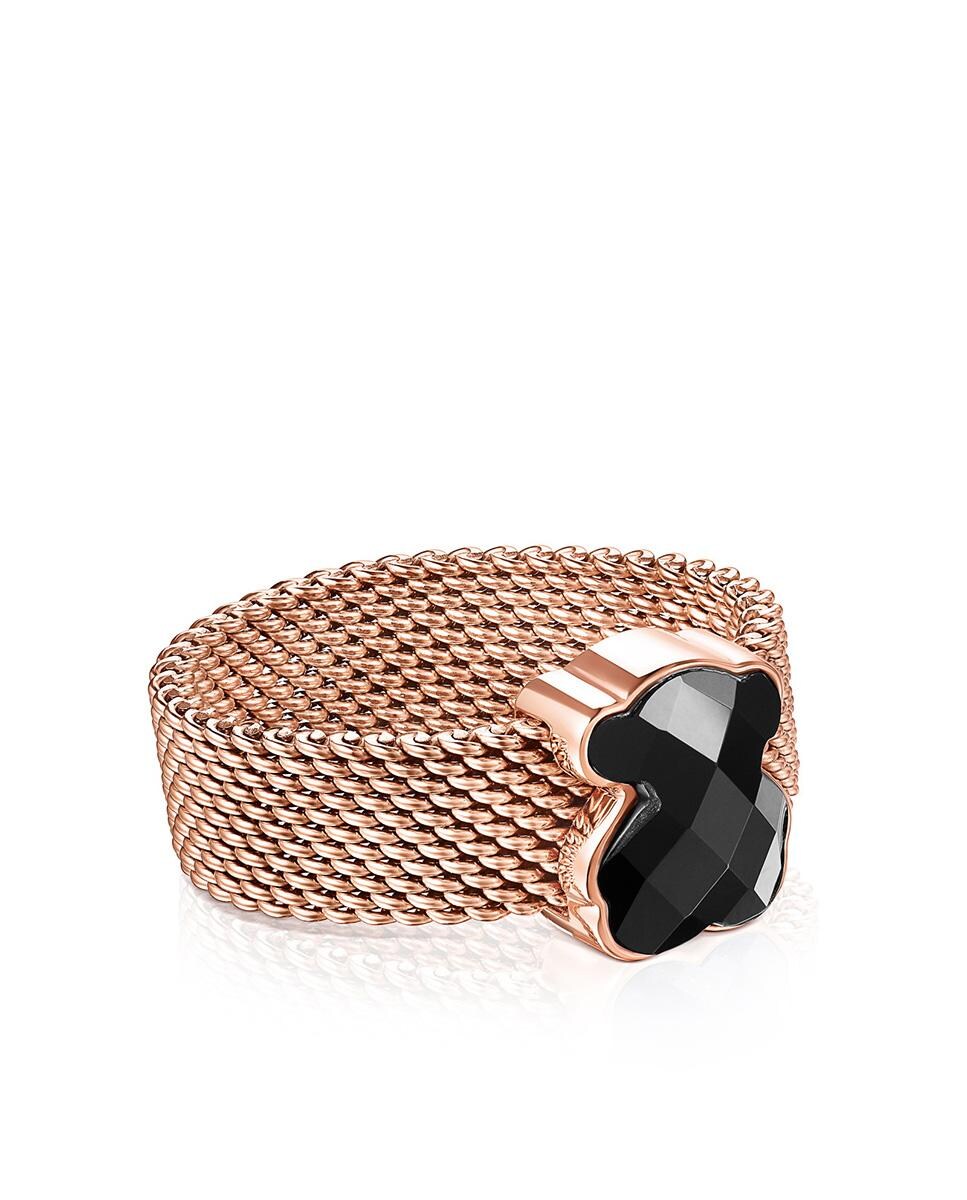 Anillo Mesh Color de acero rosado con oso de ónix · Tous · El Corte Inglés