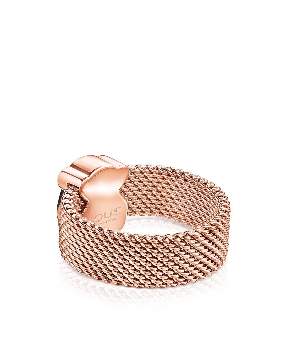 Anillo Mesh Color de acero rosado con oso de ónix · Tous · El Corte Inglés