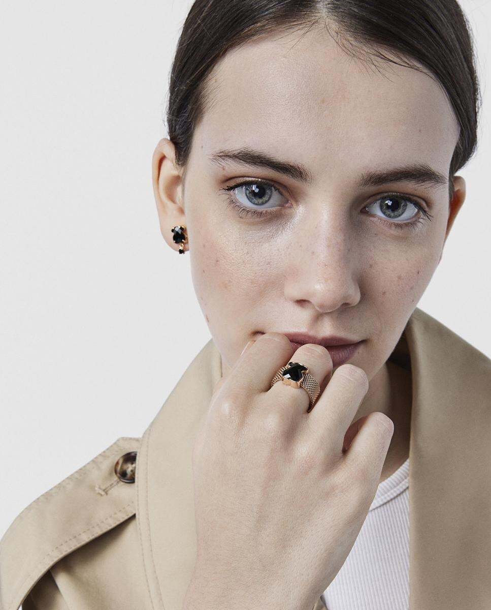 Anillo Mesh Color de acero rosado con oso de ónix · Tous · El Corte Inglés