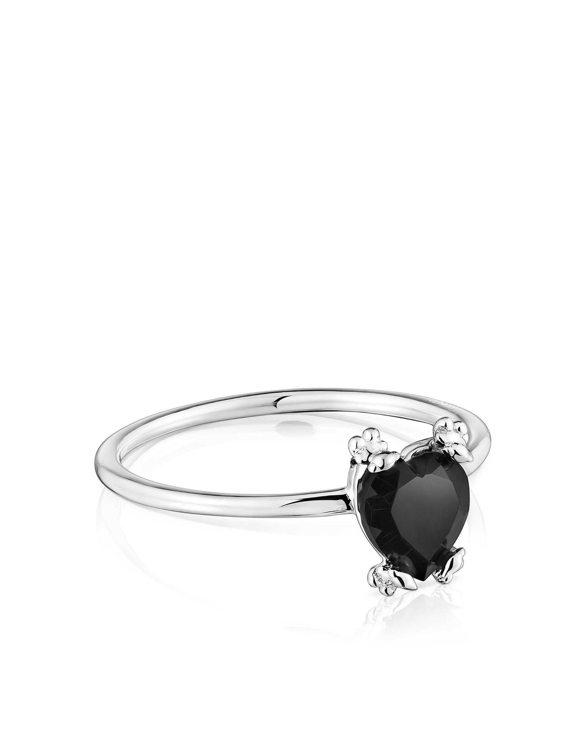 Anillo color pills corazón de plata y ónix Negro Tous · El Corte Inglés