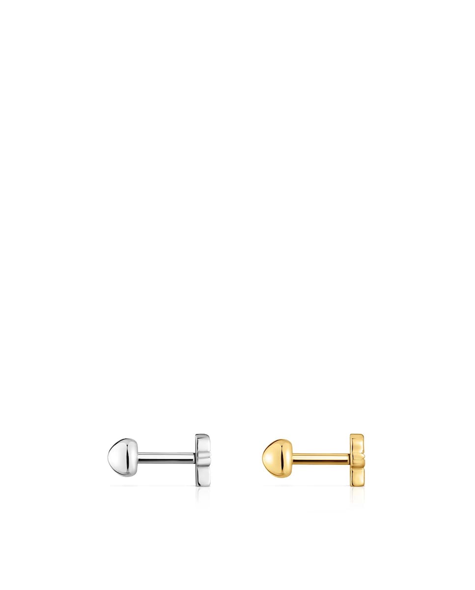 Set de dos piercings de oreja Mnifesto de acero IP dorado y plateado ...