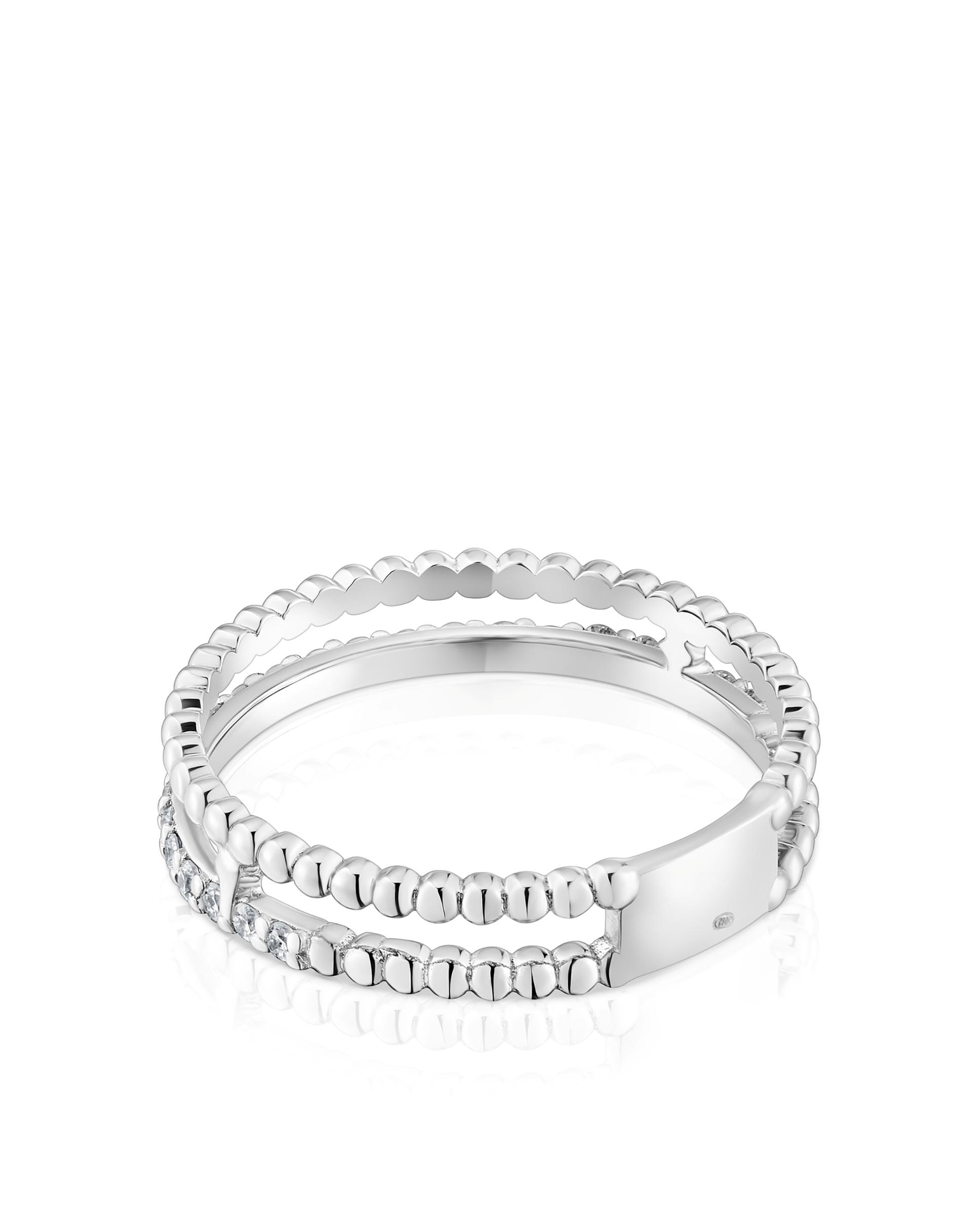 Anillo les classiques doble mediano de oro blanco y diamantes Blanco ...