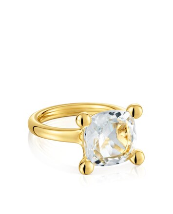 Anillo Color White medianobañado en oro 18 kt sobre plata con cuarzo ...