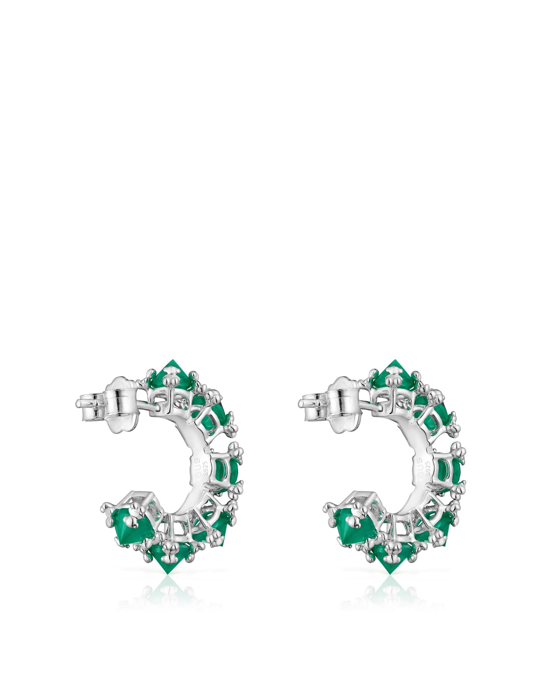 Pendientes de aro color pills de plata y calcedonia Verde · El Corte Inglés