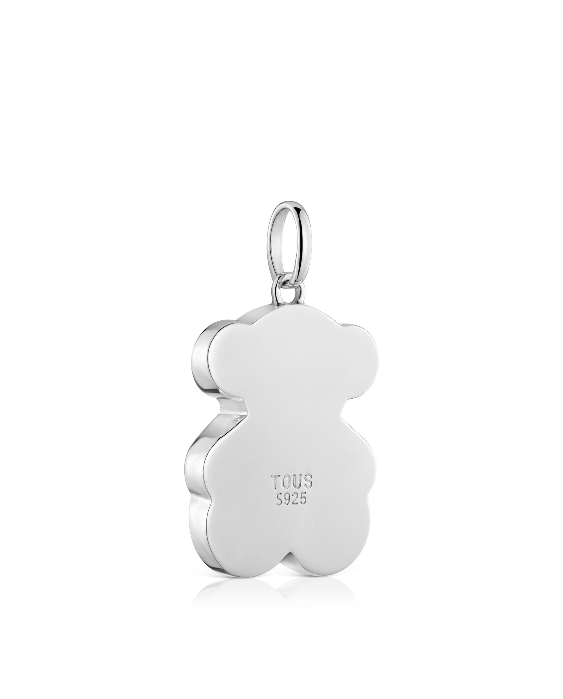 Colgante icon color mediano de plata y oso en ónix Negro Tous · El ...