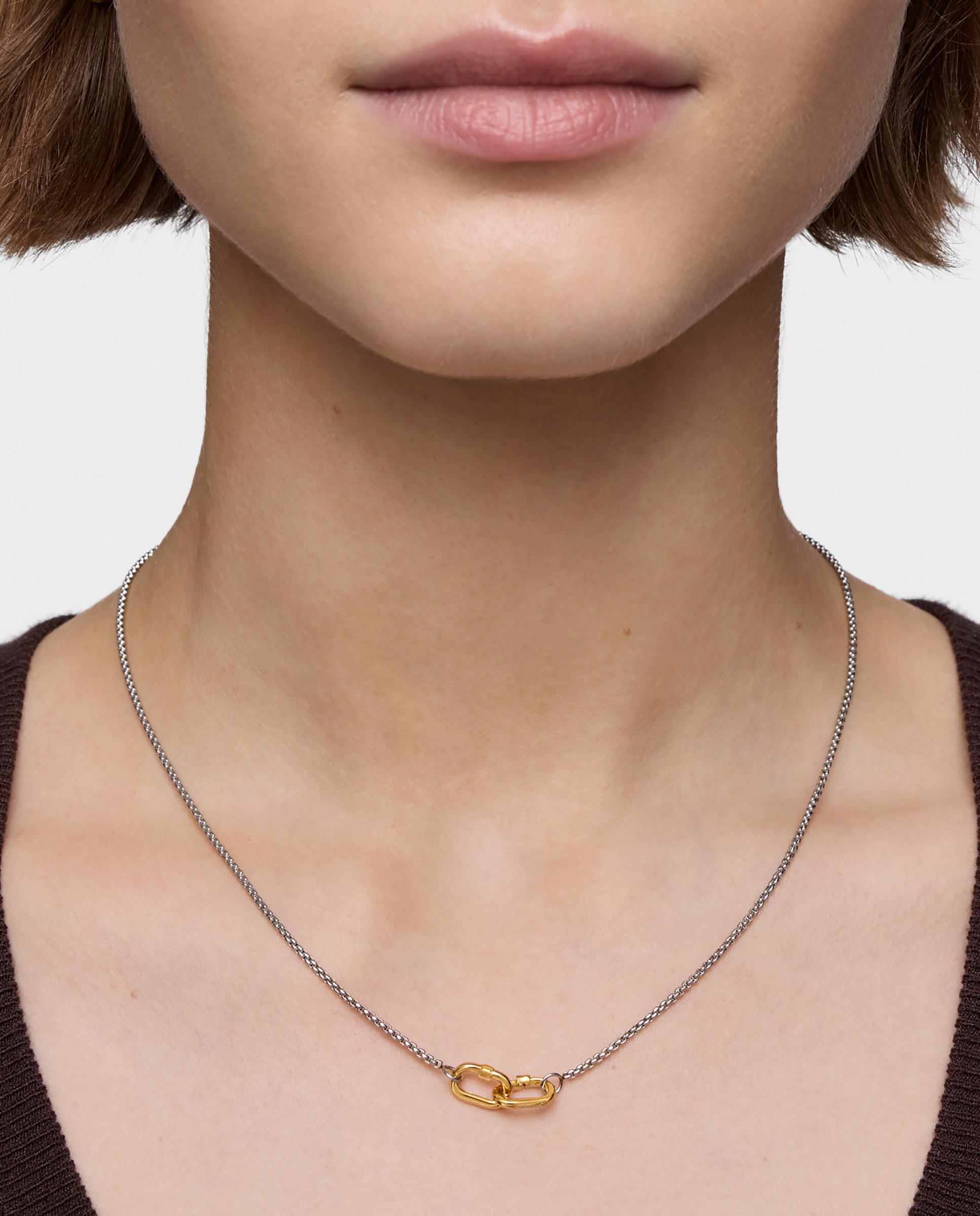 Collar hold oval corto de acero y anilla de oro Oro / Plata · El Corte ...