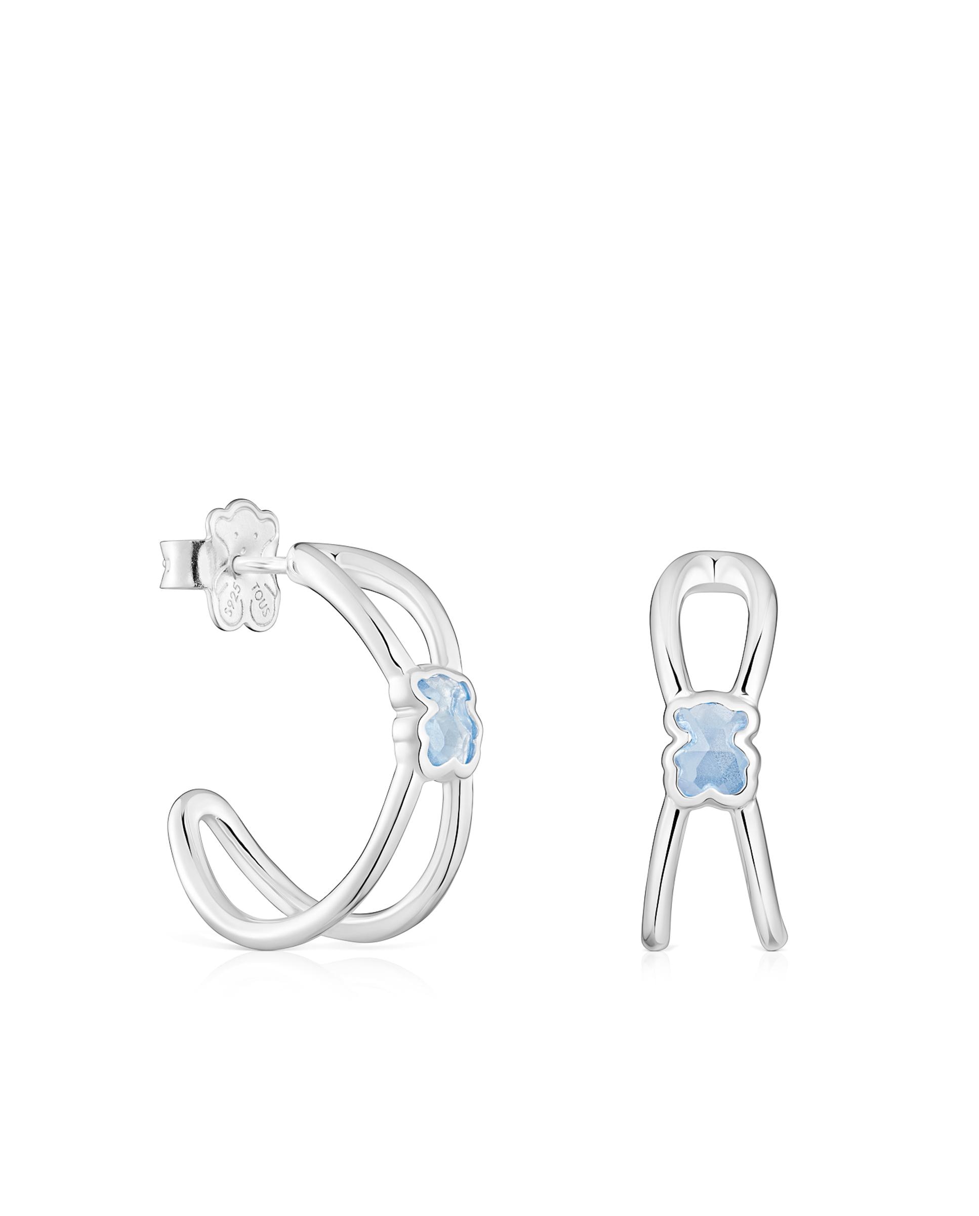 Pendientes de aro icon color lgg de plata con espinela azul creada en ...