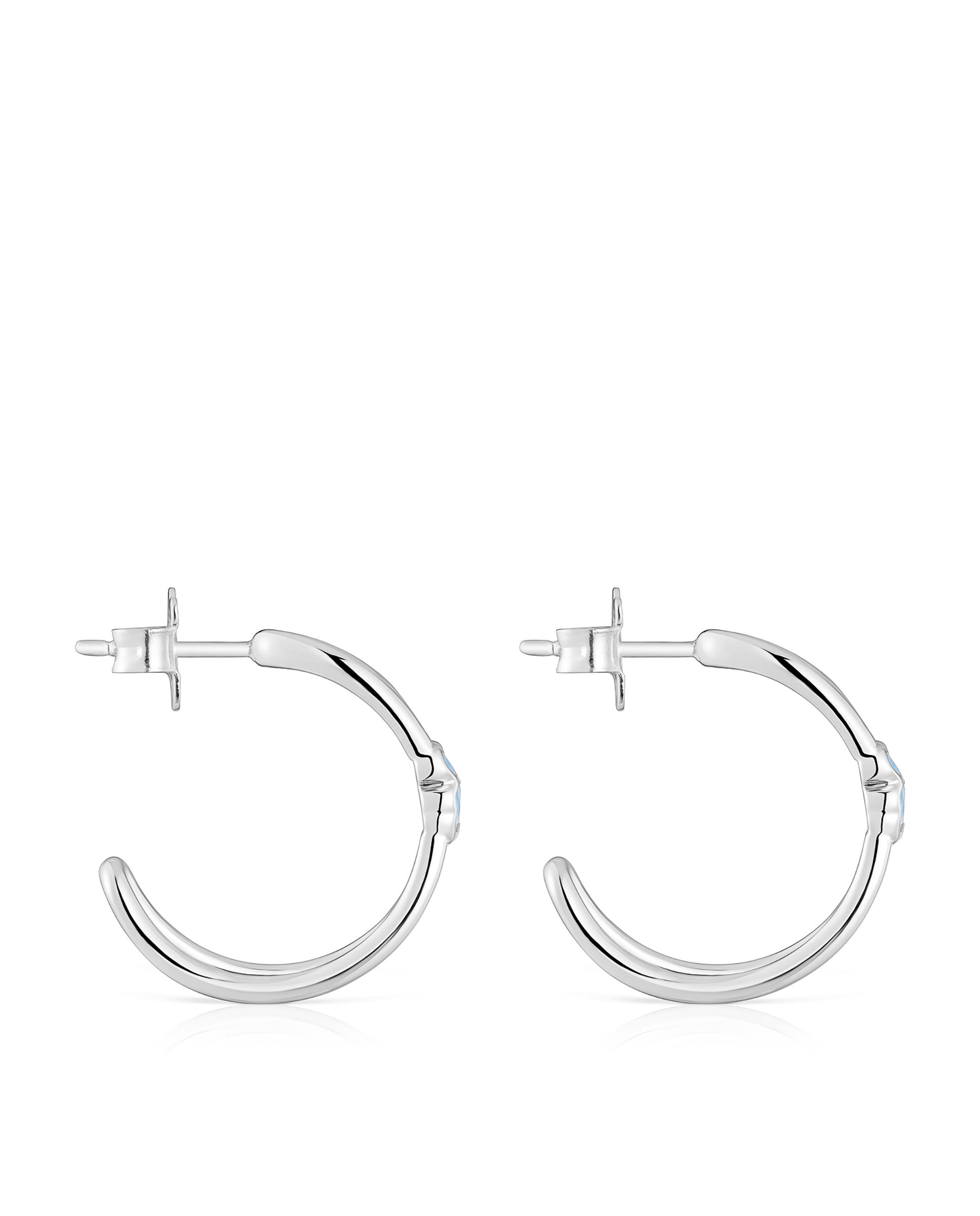 Pendientes de aro icon color lgg de plata con espinela azul creada en ...