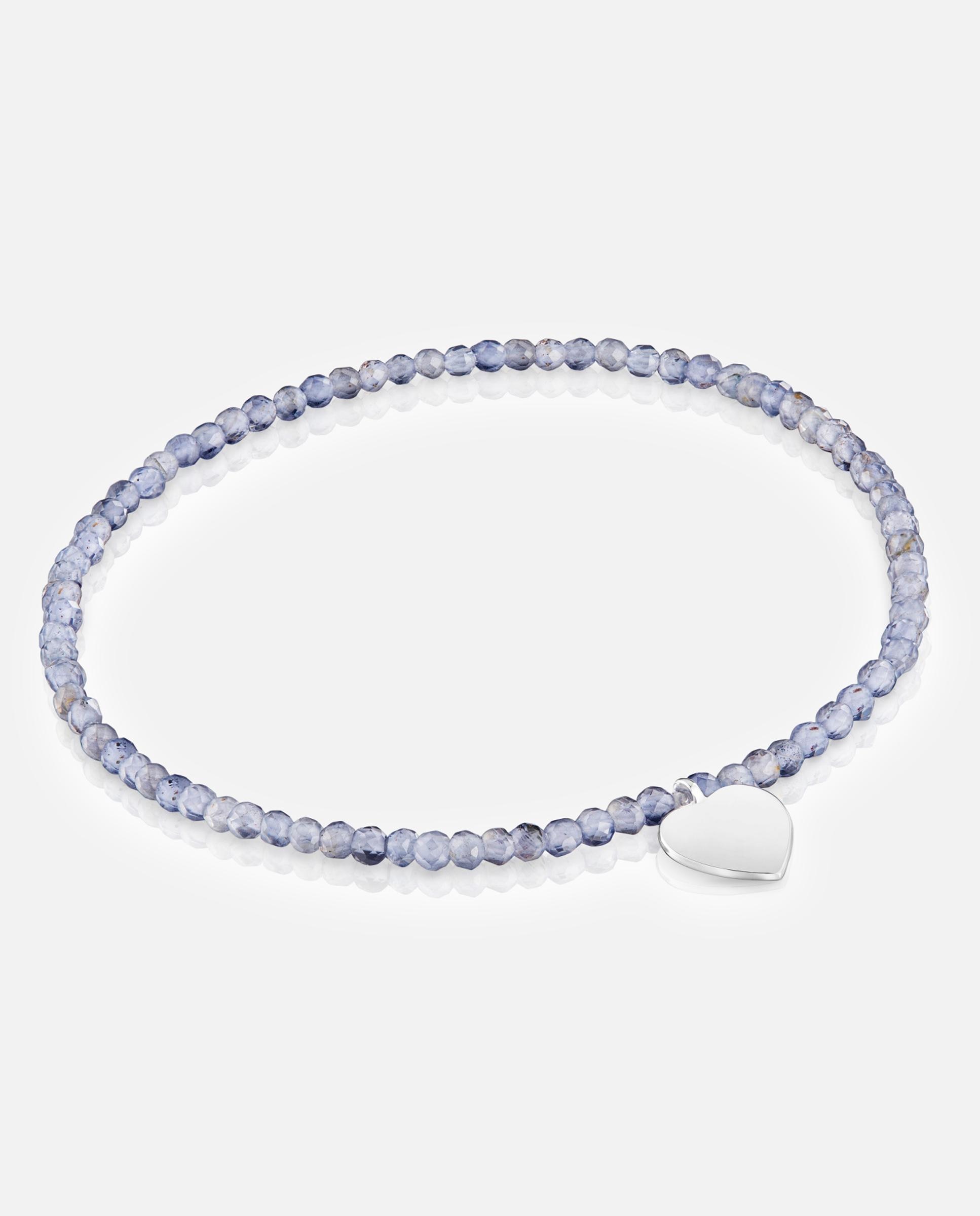 Pulsera con charms motivos elástica con iolitas y corazón de plata Azul ...
