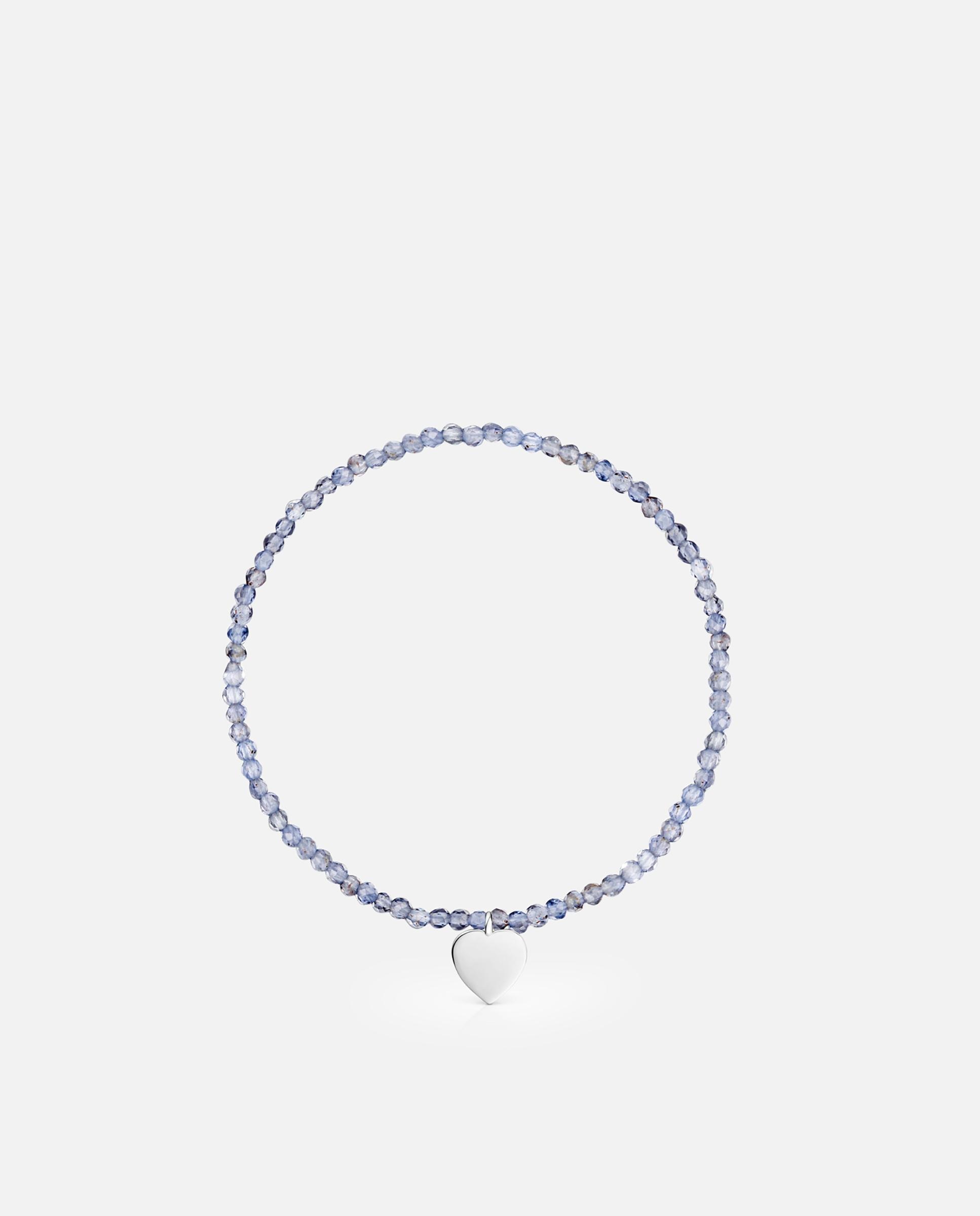 Pulsera con charms motivos elástica con iolitas y corazón de plata Azul ...